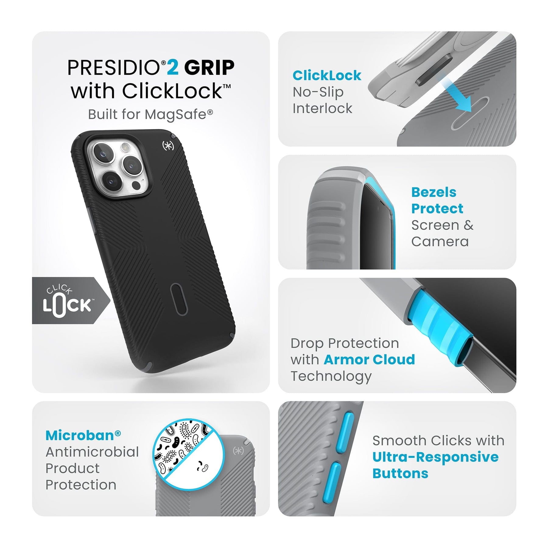 Presidio2 Grip MagSafe with ClickLock iPhone 15 Pro Max Cases by Speck Products| Apple iPhone 15 ...